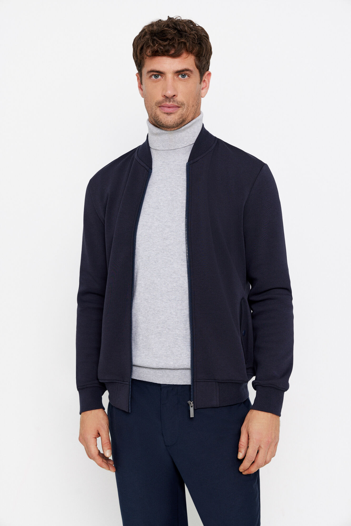 Bomber collar cardigan | Men's sweatshirts | Cortefiel