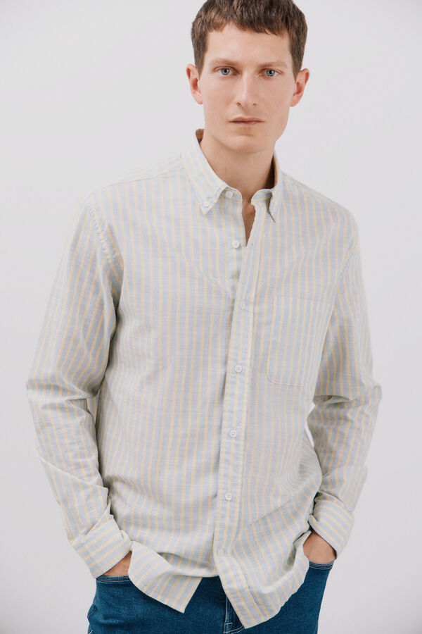 Camisa Riscas Em Chamas Camisas Para Homem Cortefiel