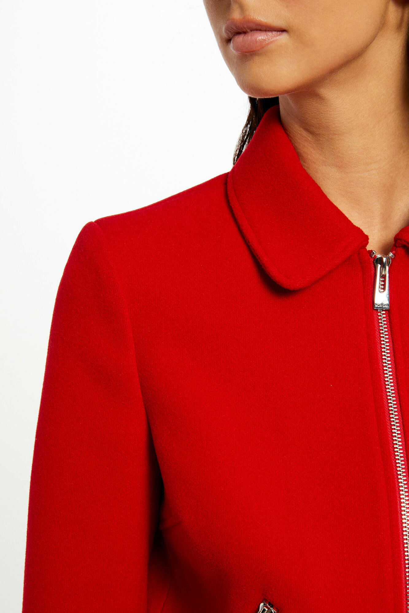 Casaco reto com fecho-éclair | Casacos de mulher | Cortefiel