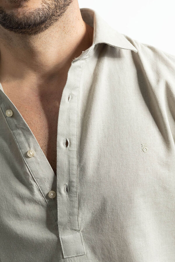 Camisa Linho Ráfia Camisas Para Homem Cortefiel