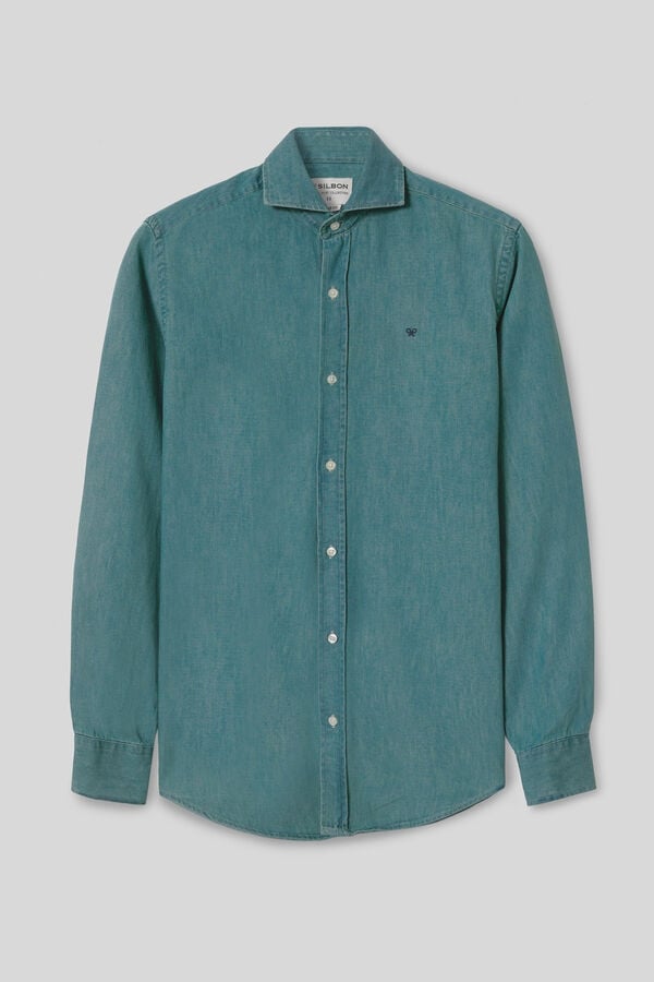 Camisa Desportiva Jeans Azul Clara Regular Fit Camisas De Homem