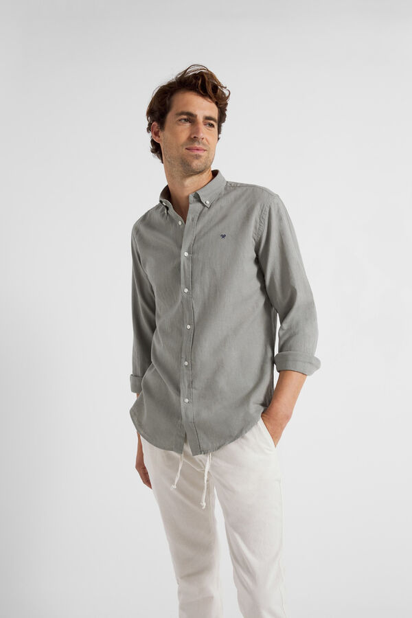 Camisa Sport Leve Dye Verde Clara Camisas De Homem Cortefiel