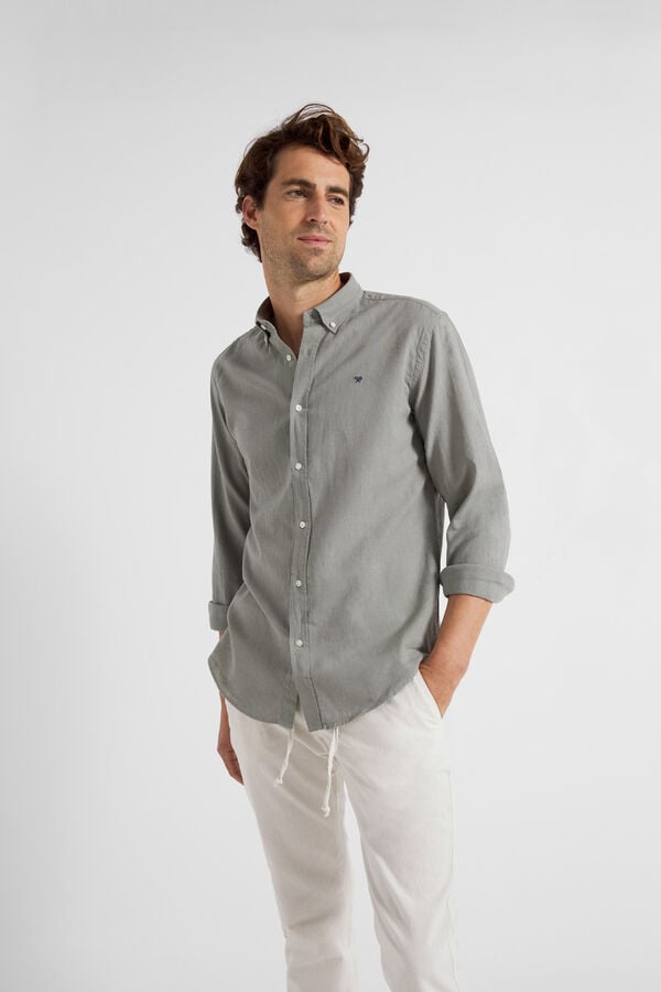 Camisa Sport Leve Dye Verde Clara Camisas De Homem Cortefiel