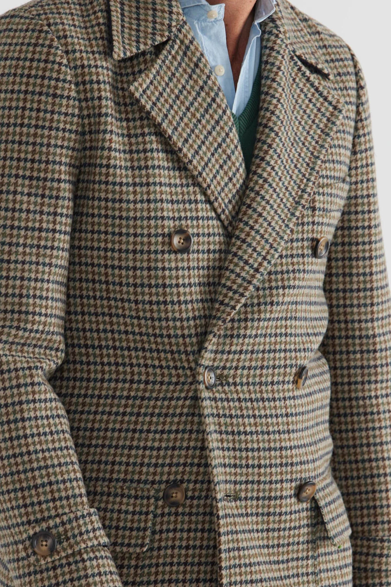 Multicoloured double-breasted houndstooth coat | Men's coats | Cortefiel