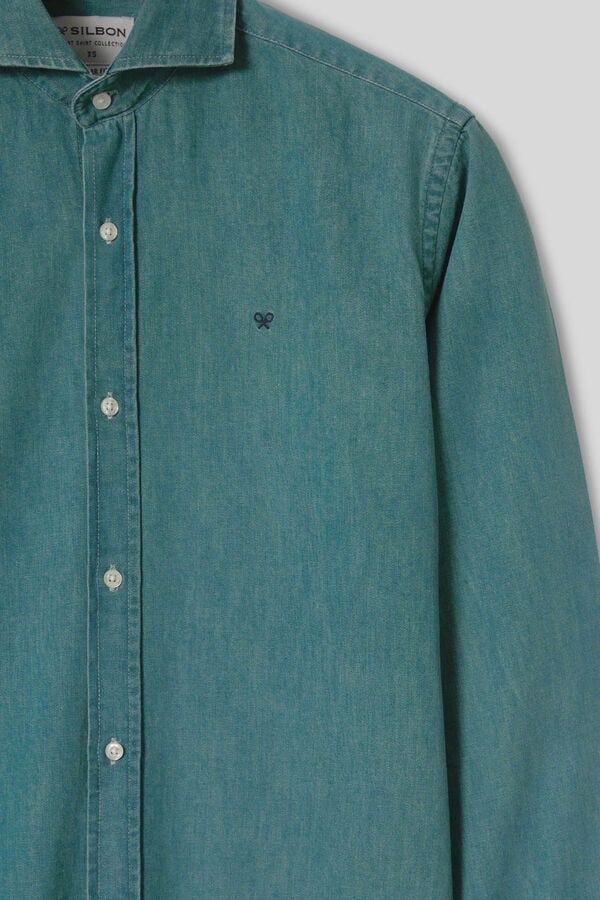 Camisa Desportiva Jeans Azul Clara Regular Fit Camisas De Homem