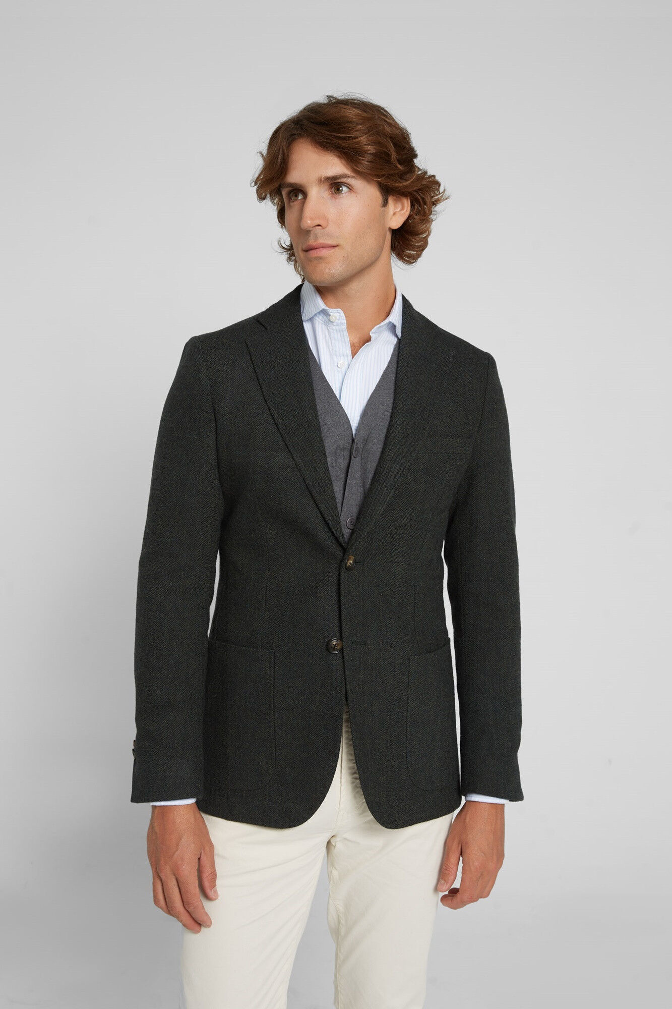 Blazer clássico silbon espiga verde | Blazers de homem | Cortefiel