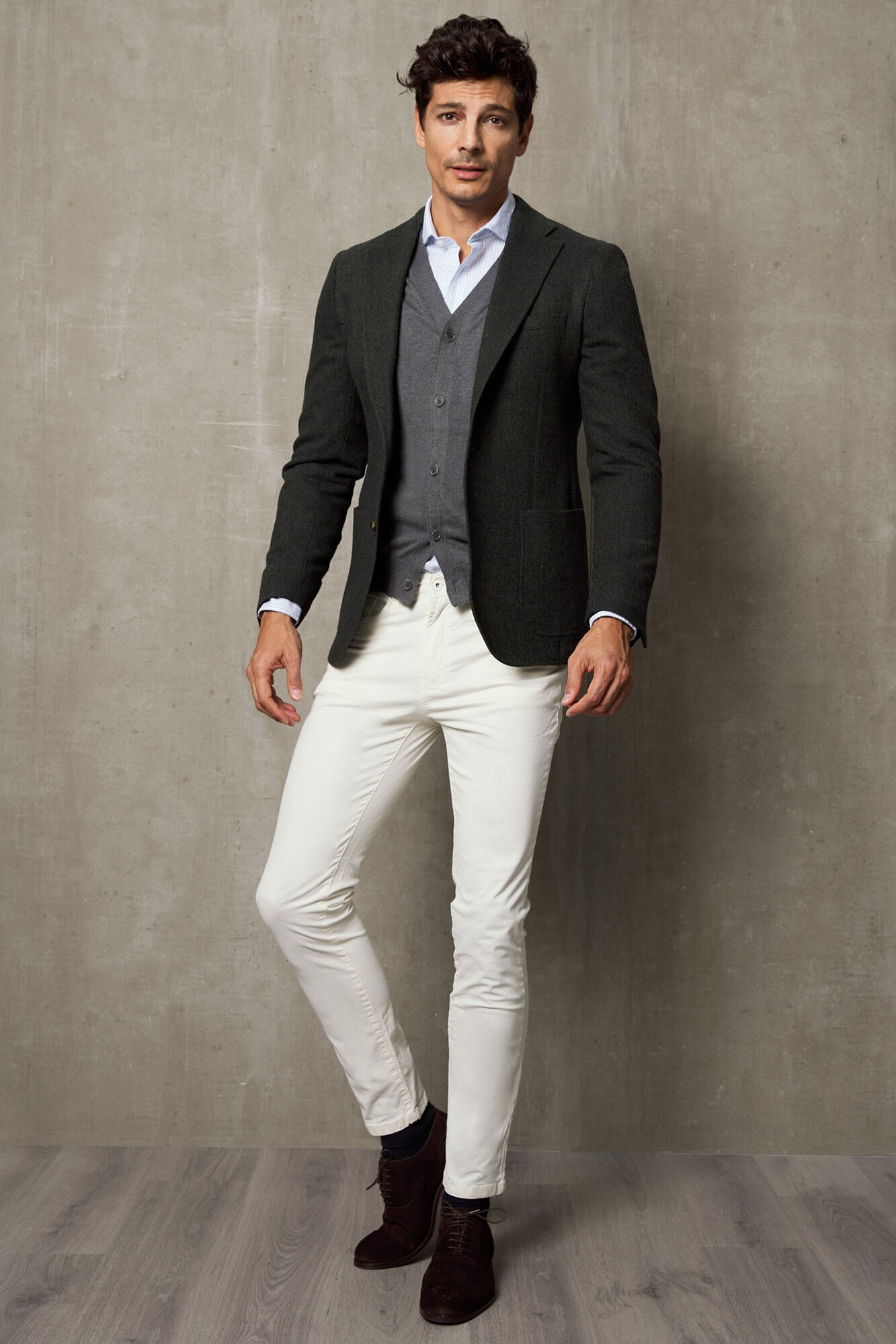 Blazer clássico silbon espiga verde | Blazers de homem | Cortefiel