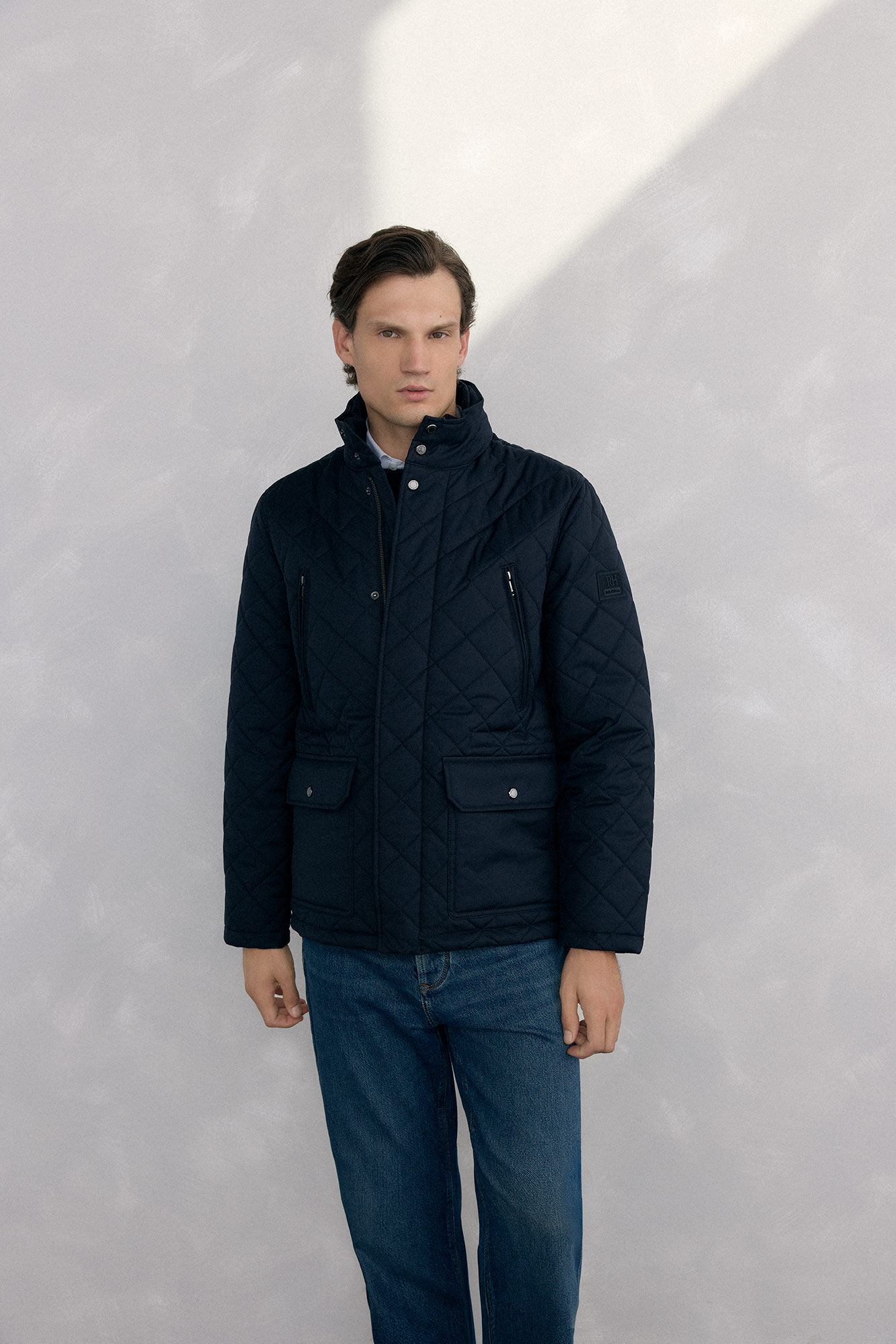Diamond-patterned quilted jacket | Men's jackets | Cortefiel