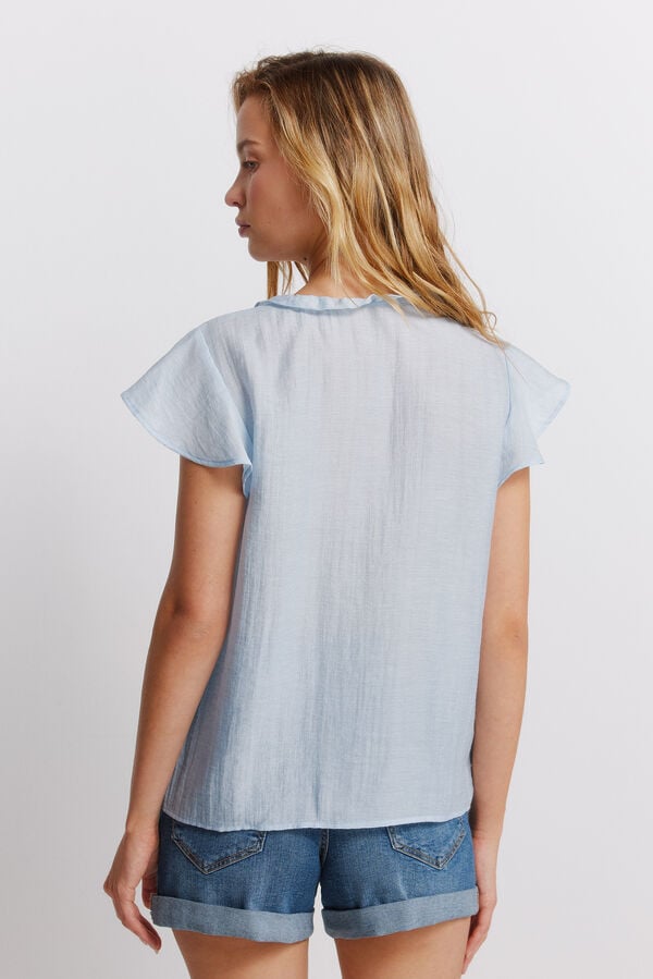 Blusa com folho de renda | Blusas e Camisas para Mulher | Cortefiel