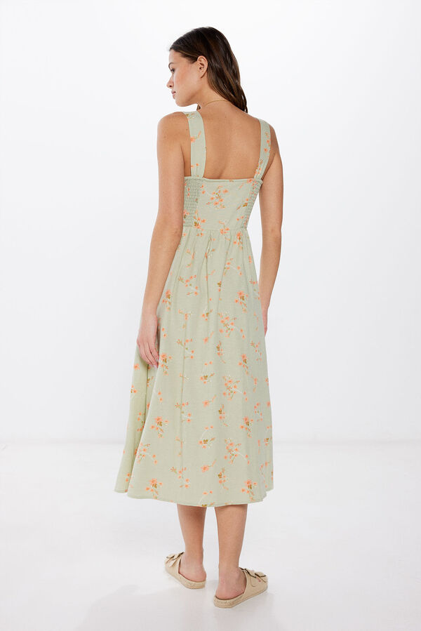 Vestido Midi Corsetero Con Lino Vestidos Y Monos De Mujer Cortefiel