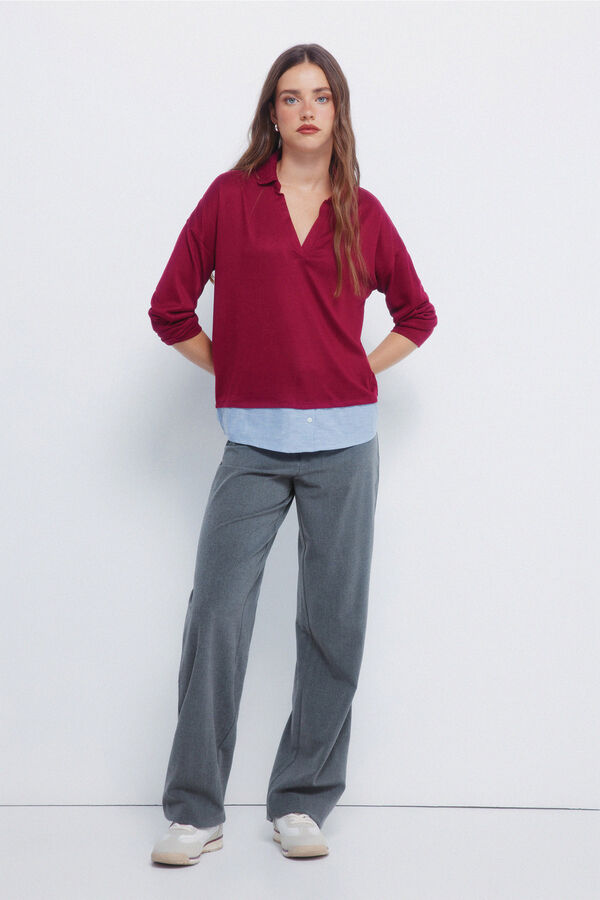 Polo punto cortado combinado | Jerséis y cárdigans de mujer | Cortefiel