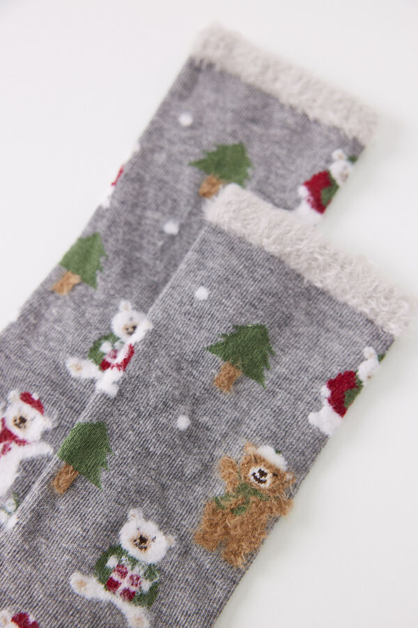 Meias longas de urso cinza | Meias de mulher | Cortefiel