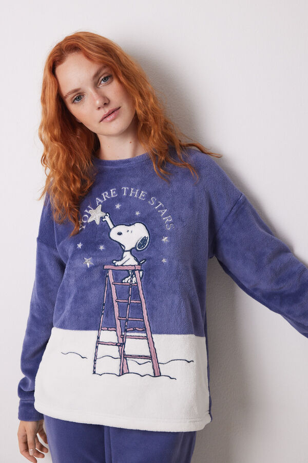Pijama largo polar Snoopy | Pijamas de mujer | Cortefiel