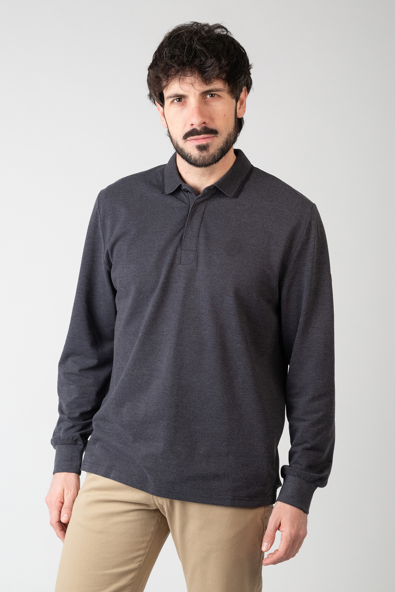 Polo punto liso manga larga | Polos de hombre | Cortefiel