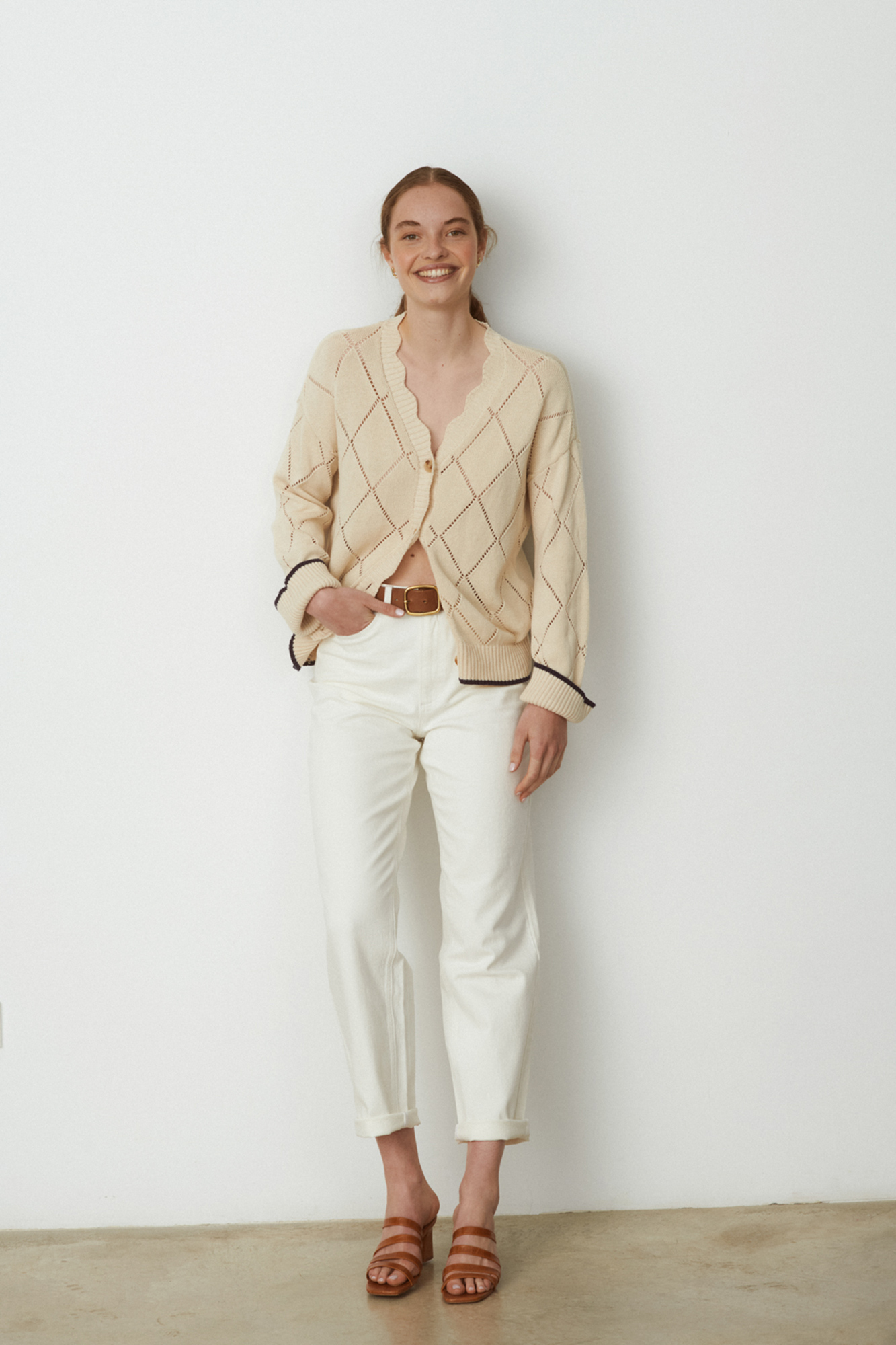Cardigan de punto pointelle | Cárdigans de mujer | Cortefiel