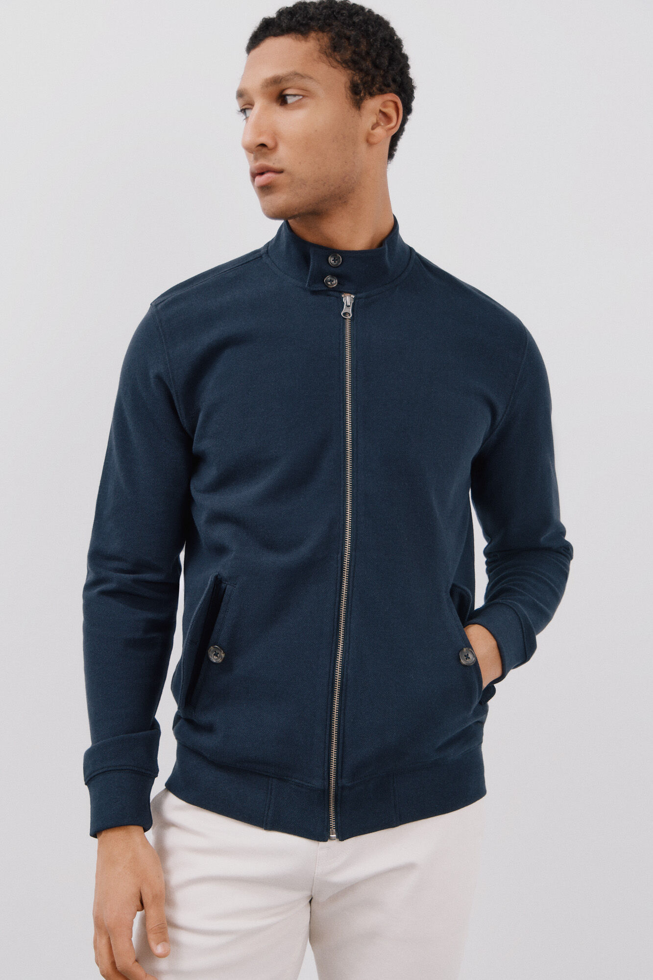 Washed structured cardigan | Cardigans for men | Cortefiel