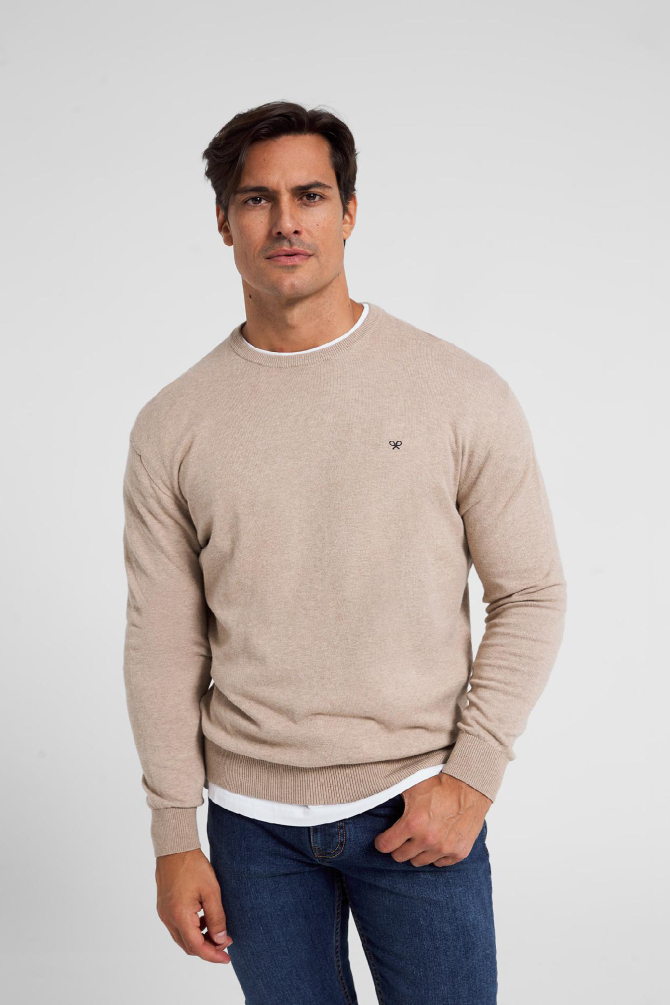 Jersey classic silbon cuello caja beige | Jerséis y cárdigans de hombre ...