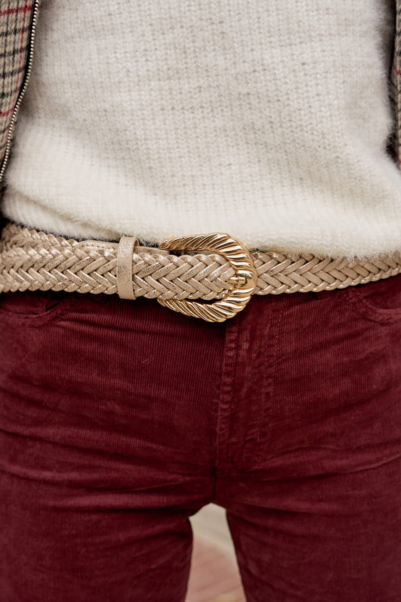 Cinturón trenzado paz dorado | Cinturones de mujer | Cortefiel