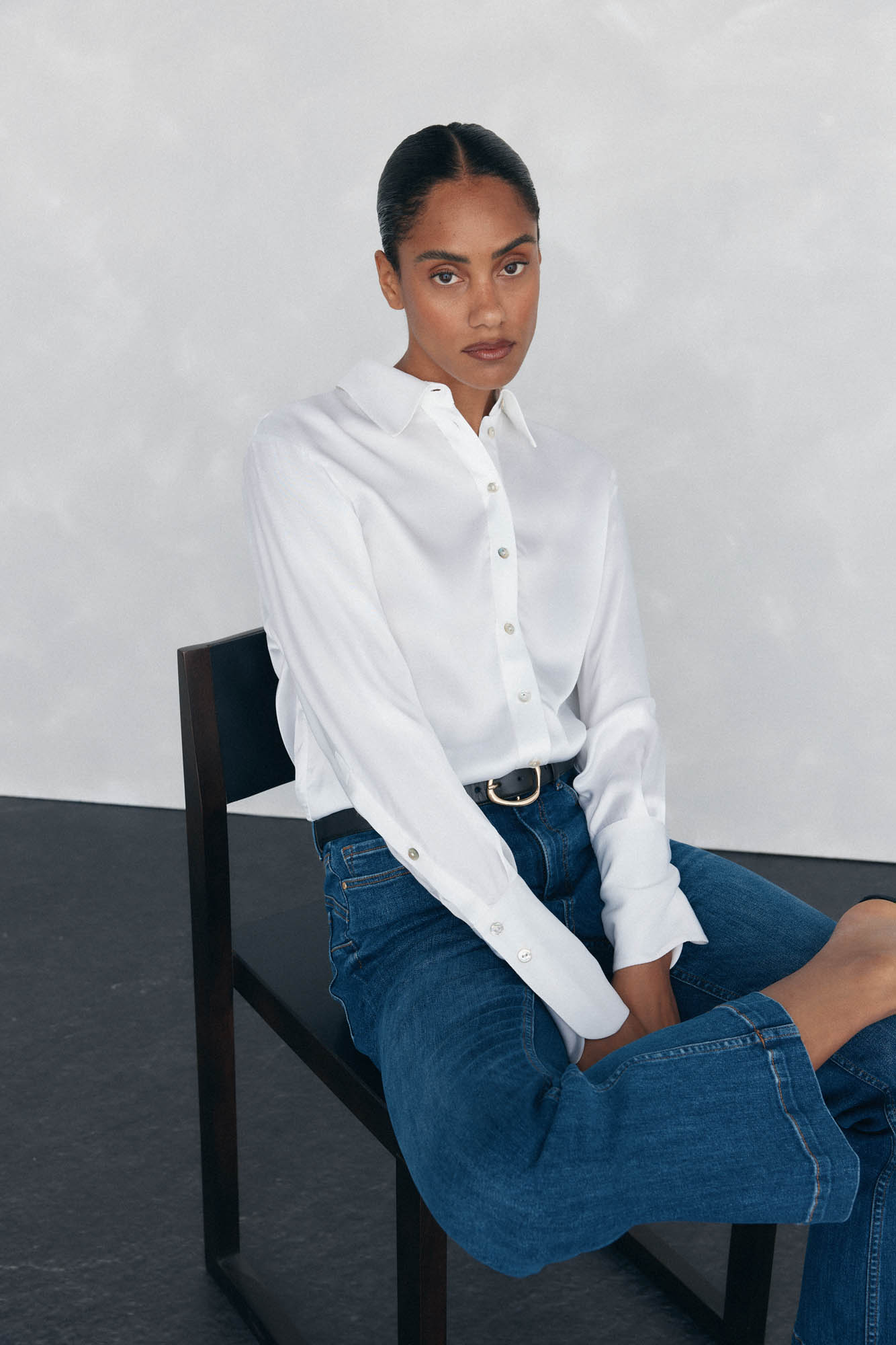 Camisa satén oversize | Camisas y Blusas de Mujer | Cortefiel