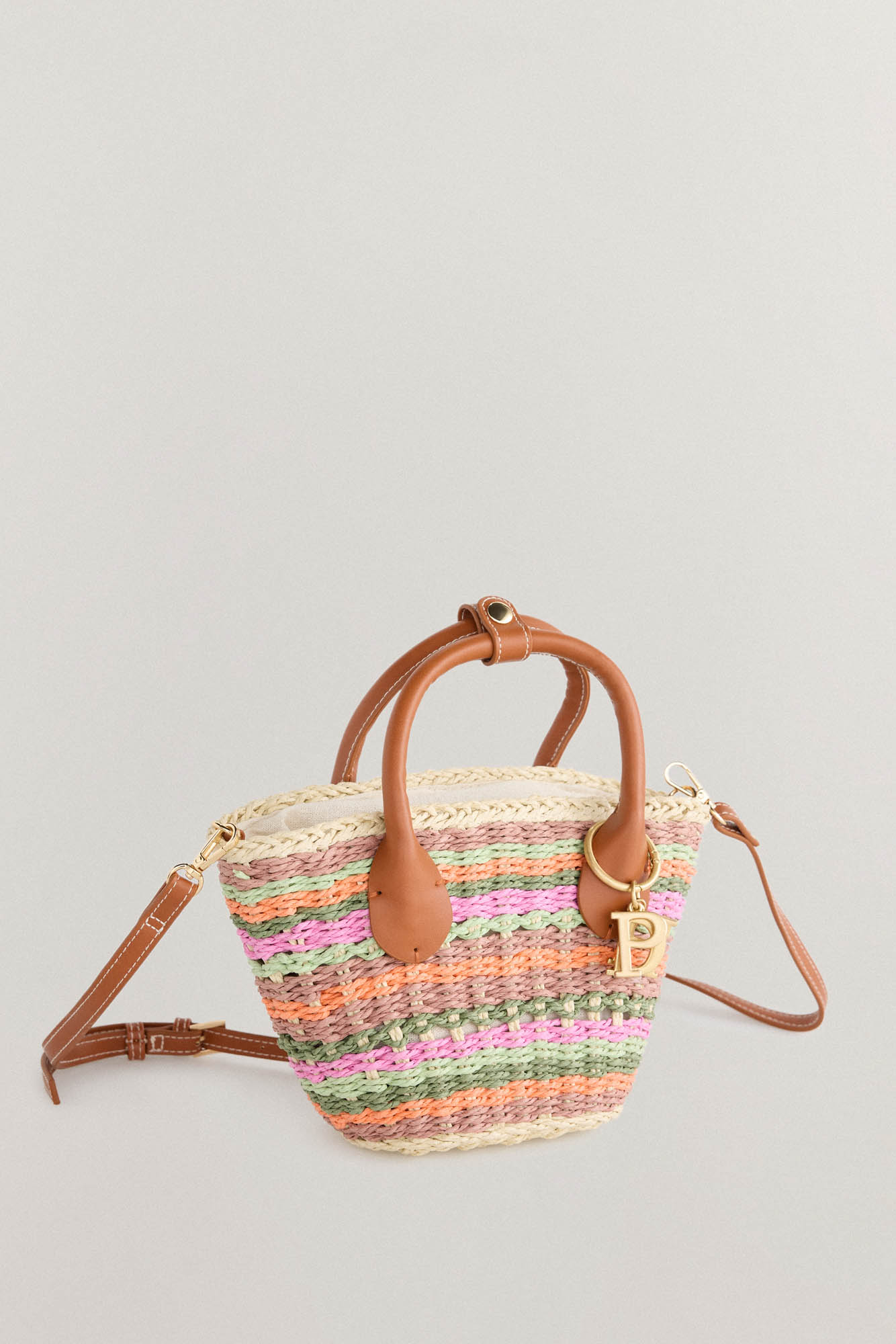 Mini raffia shopping bag logo | Women's bags | Cortefiel