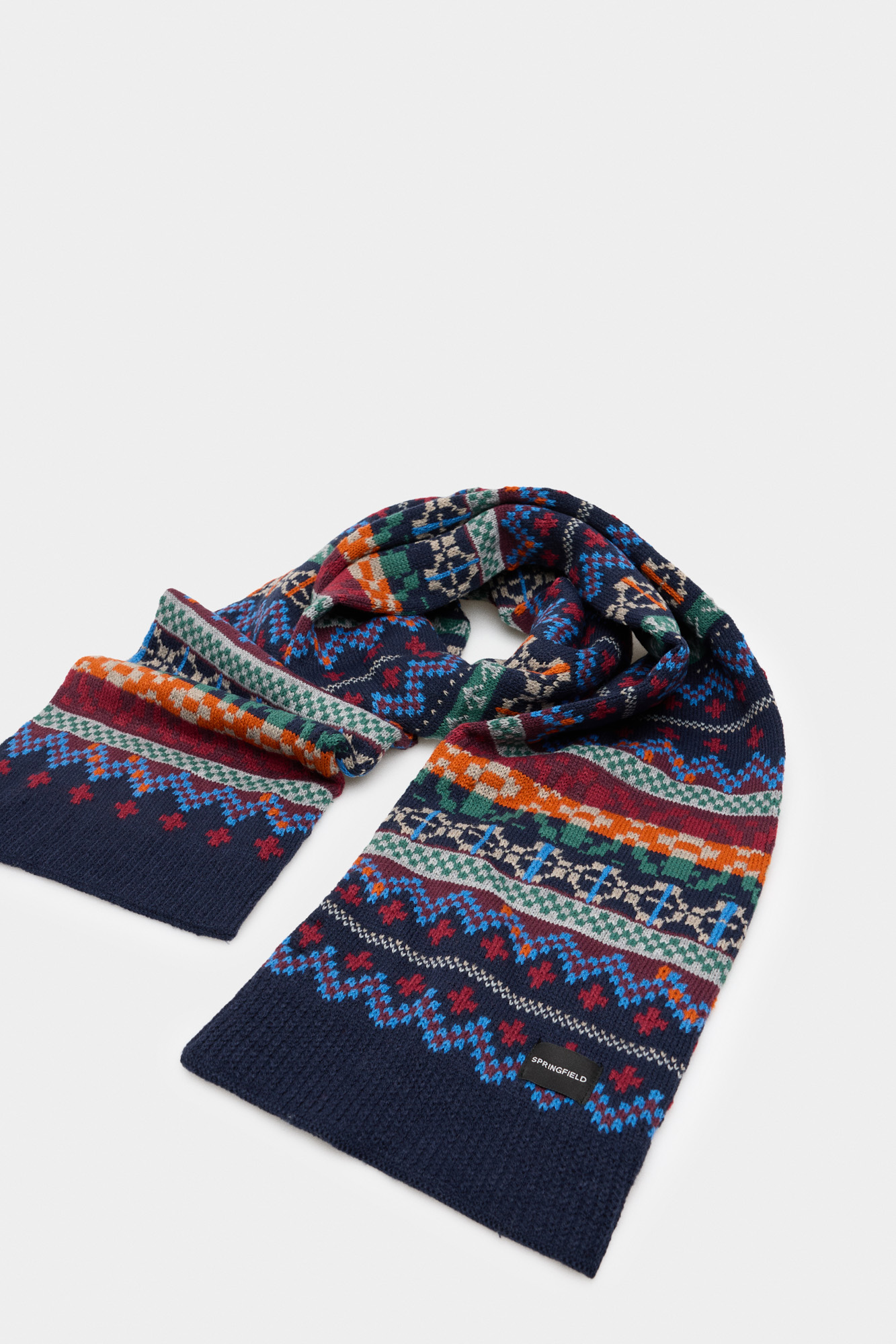 Bufanda jacquard multicolor azul | Bufandas para hombre | Cortefiel