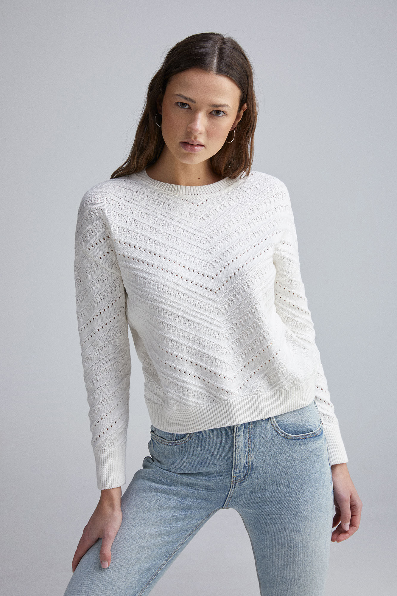 Jersey estructura chevron algodón | Jerséis y cárdigans de mujer | Cortefiel