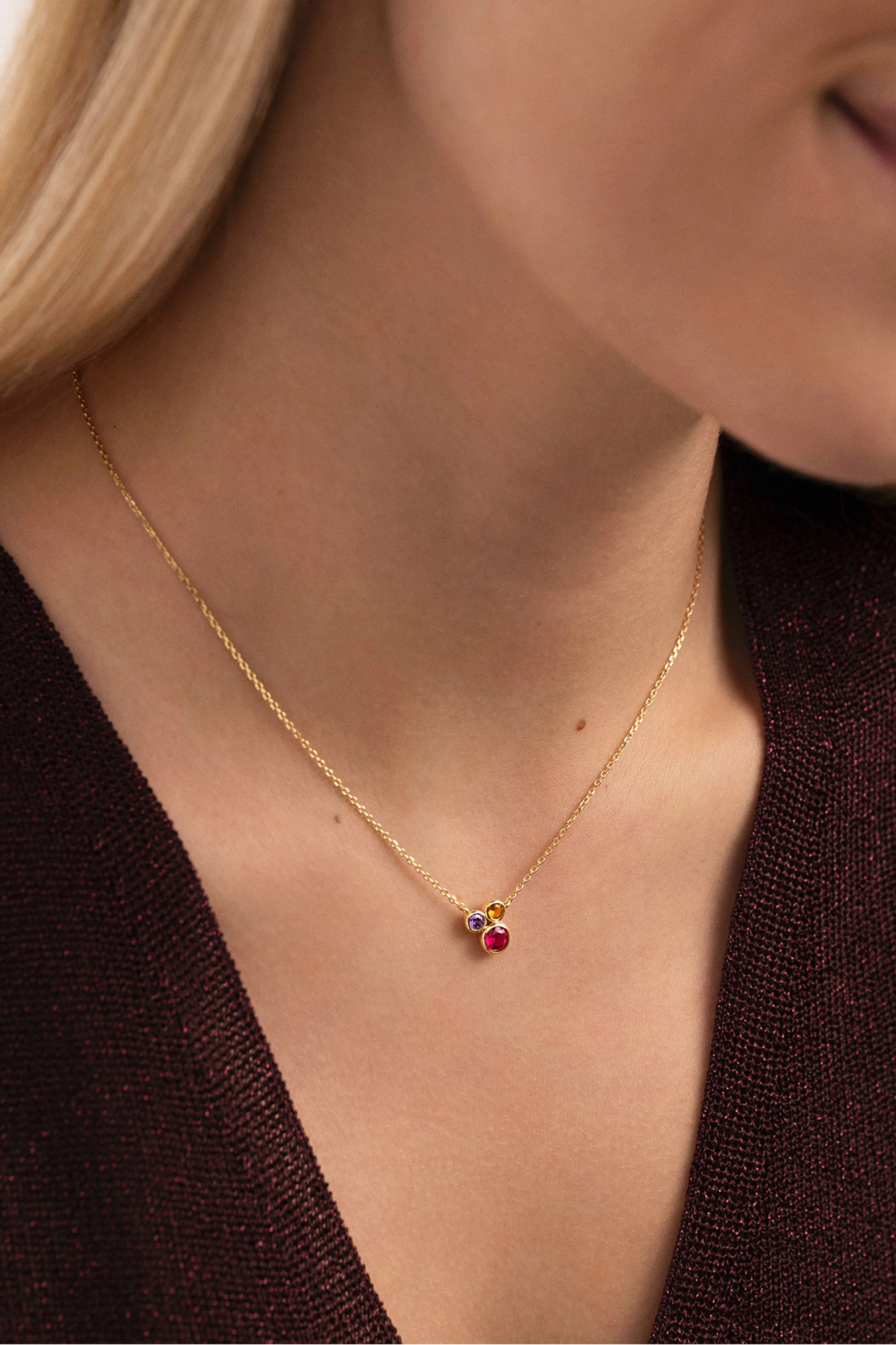Collar Rainbow Bubbles Baño Oro | Collares | Cortefiel