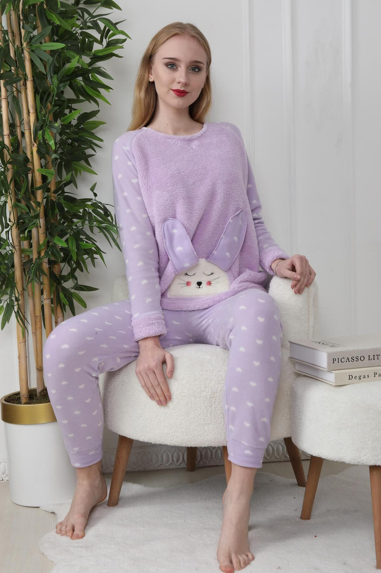 Conjunto de pijama de polar com corações na cor lilás | Pijamas para ...
