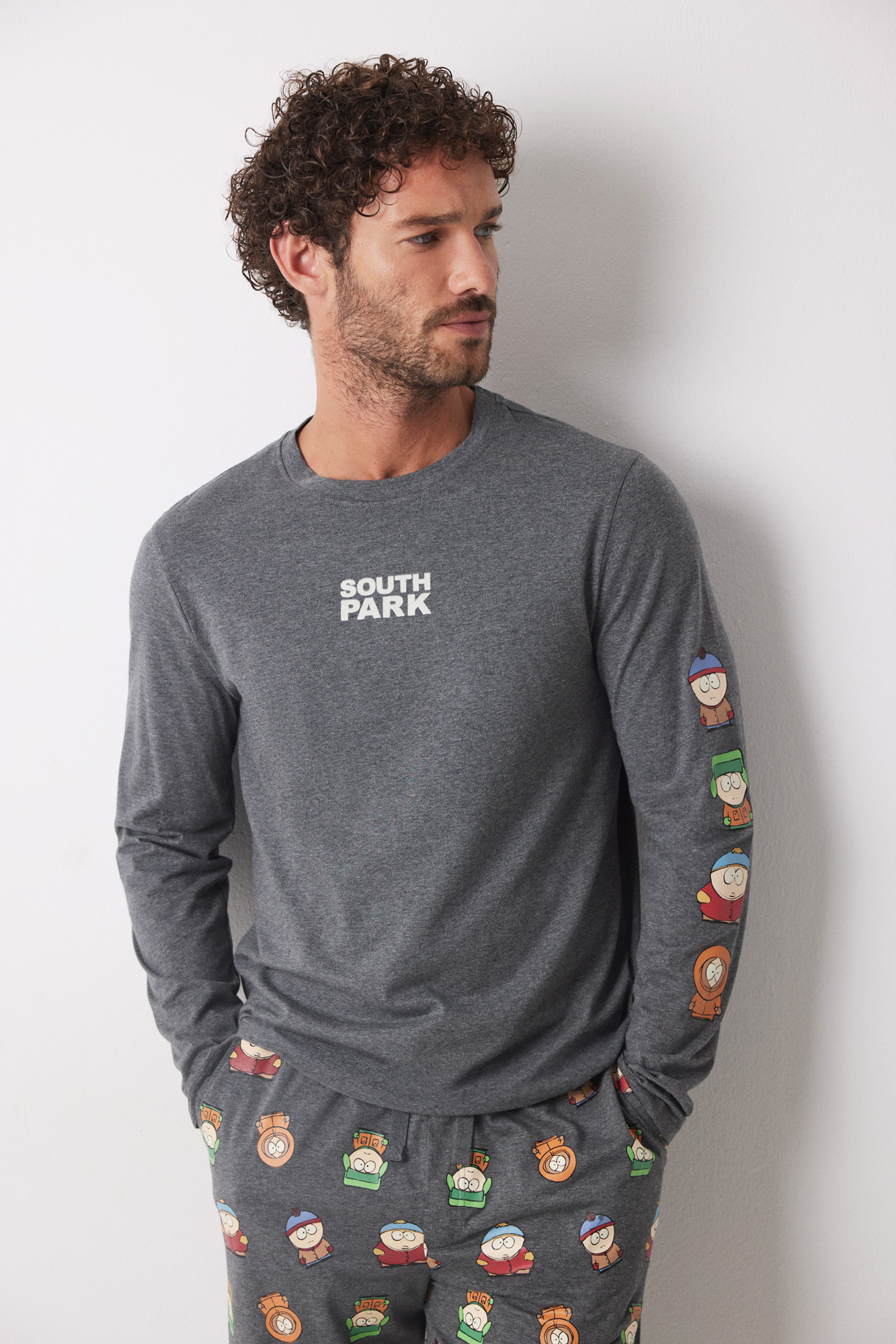 Pijama longo masculino algodão South Park | Pijamas homem | Cortefiel