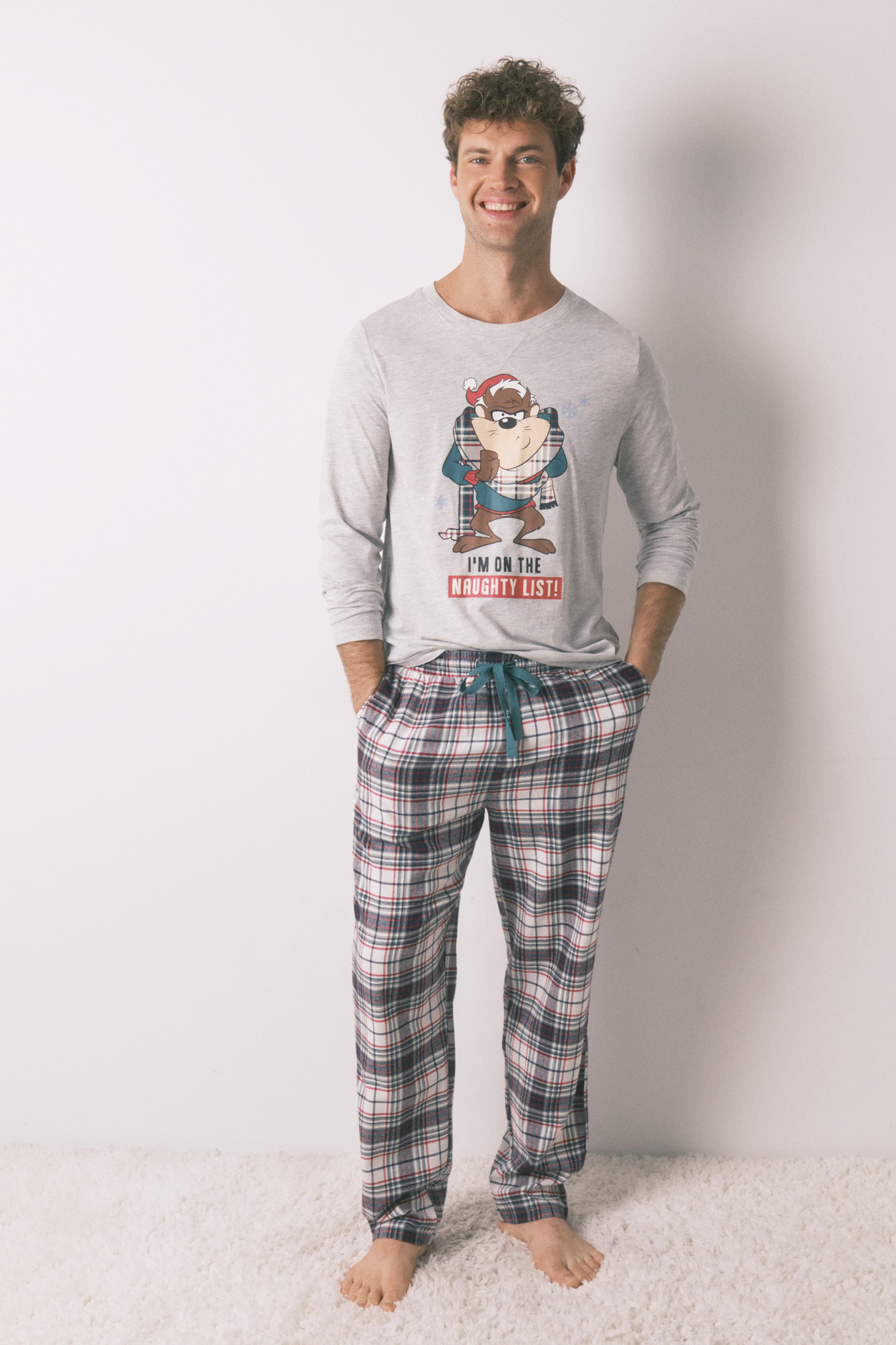 Pijama comprido masculino 100% algodão "Taz" | Pijamas para Homem ...