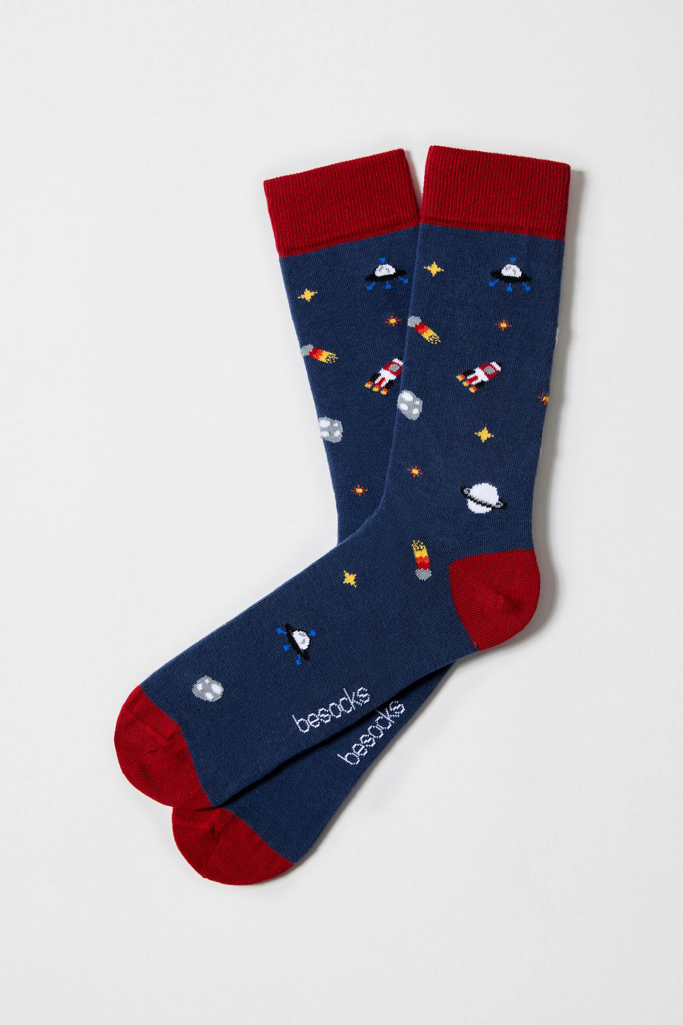 Meias altas de algodão orgânico cor azul-marinho | Meias homem | Cortefiel