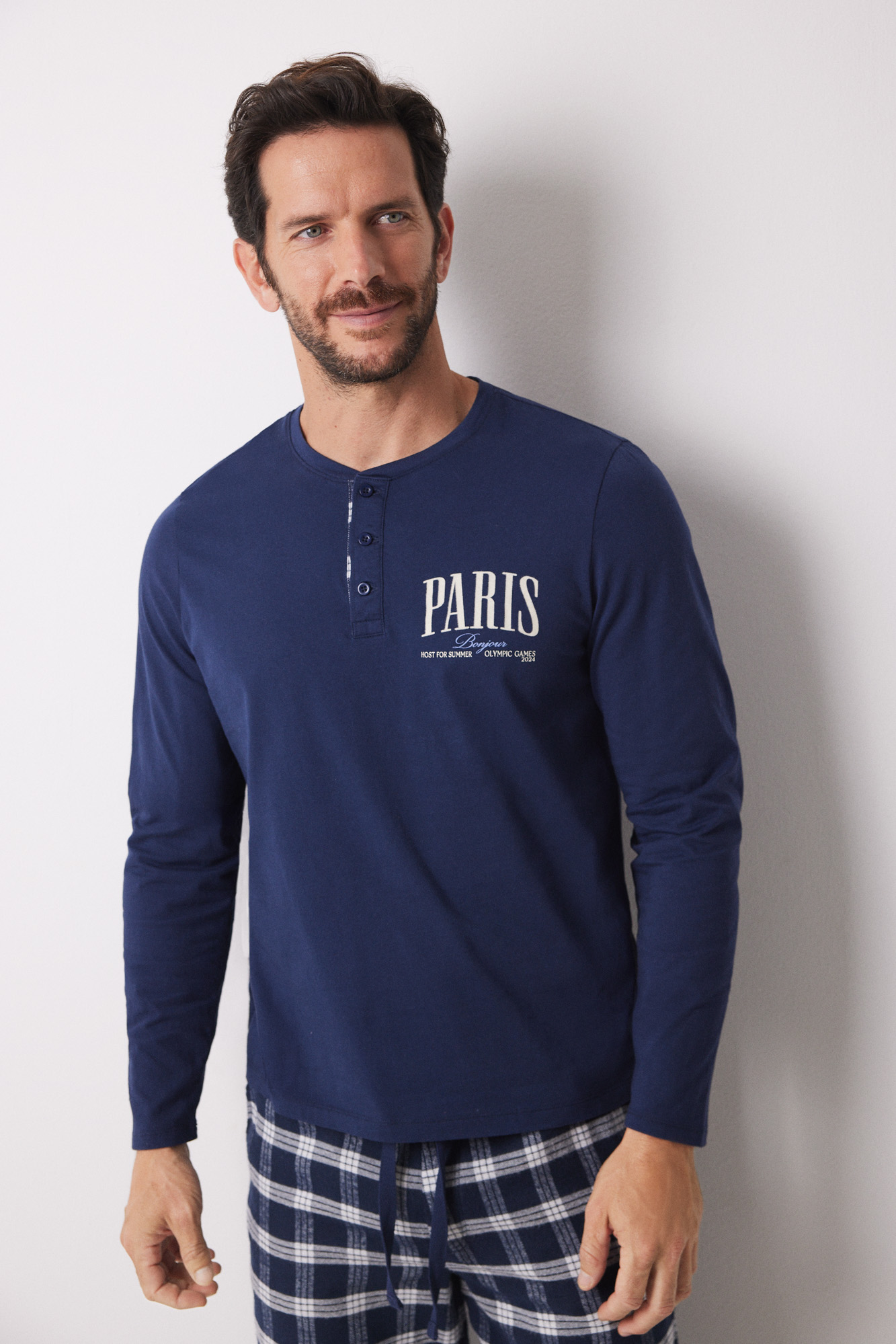Pijama largo hombre 100% algodón Paris | Pijamas de hombre | Cortefiel