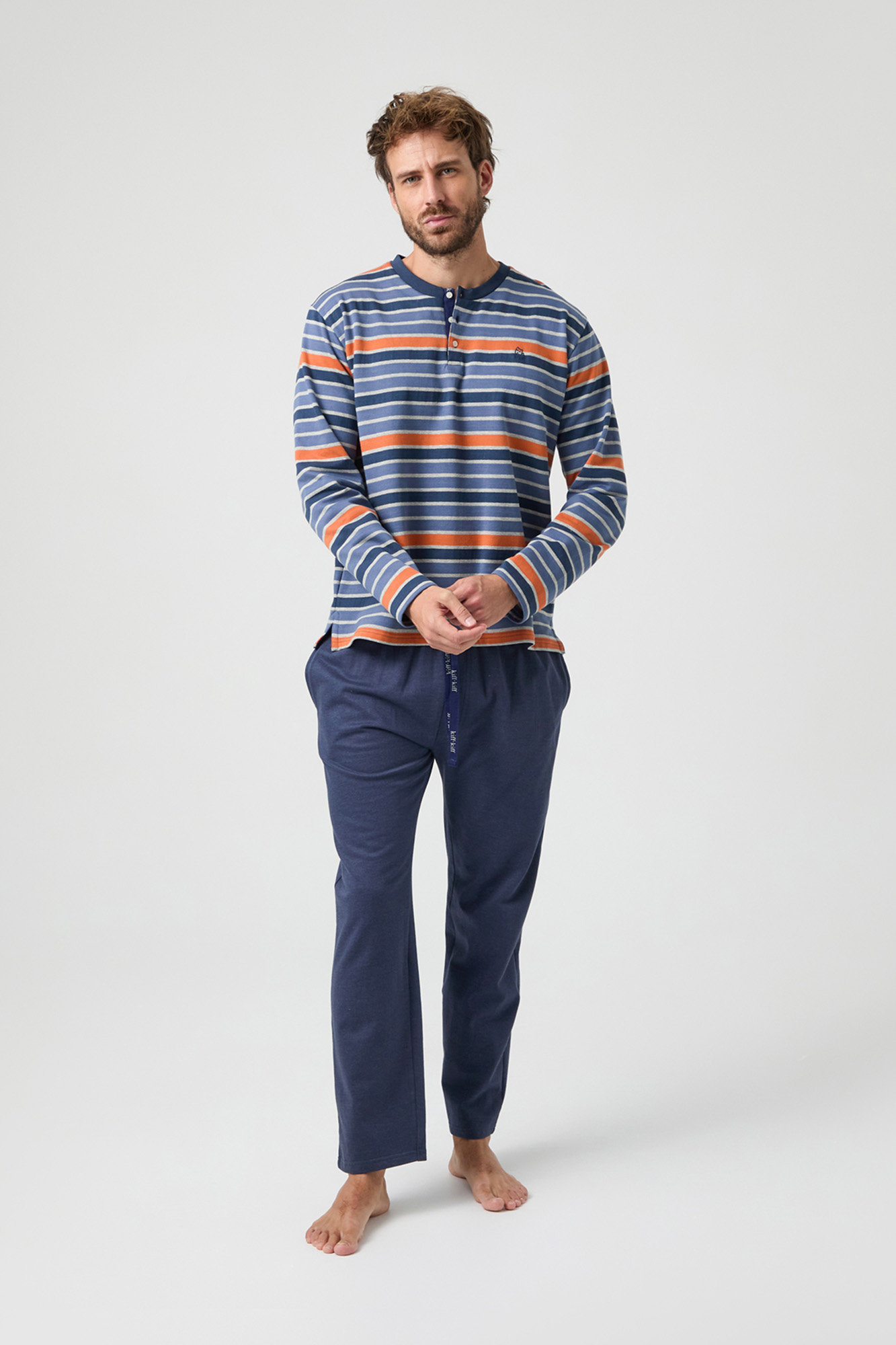 Pijama de malha riscas multicolorida Kiff Kiff | Pijamas para Homem ...