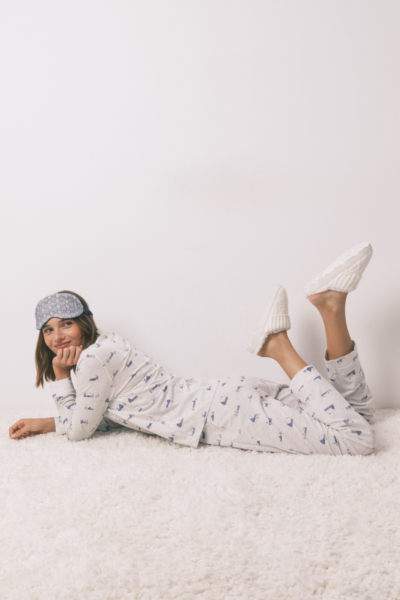 Pijama camiseiro longo 100% algodão cinza com estampa de casa | Pijamas ...