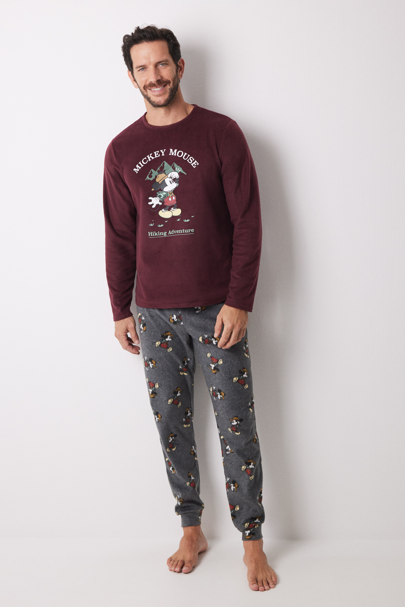 Pijama longo de polar masculino "Mickey Mouse" | Pijamas para Homem ...