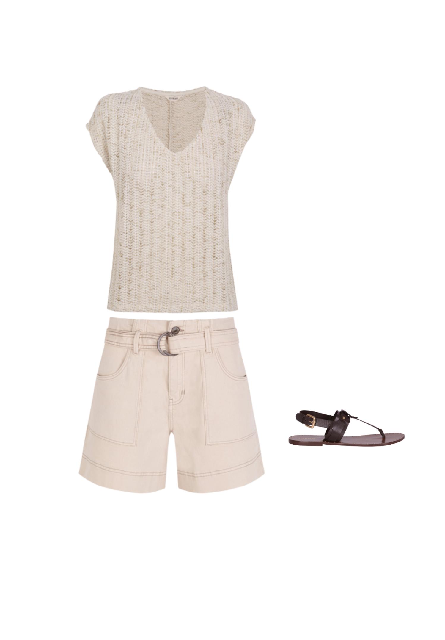 Conjunto de top, short, sandalia, top, short y sandalia | Looks ...
